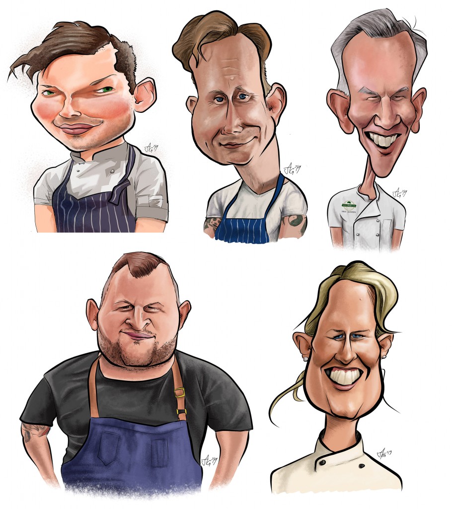 Celebrity Chef caricatures for Lifeline WA - Draw AttentionDraw Attention